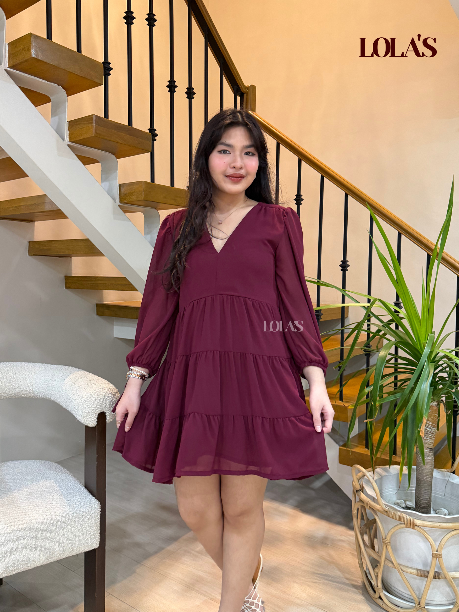 Monina Dress (Wine) – Lola's PH